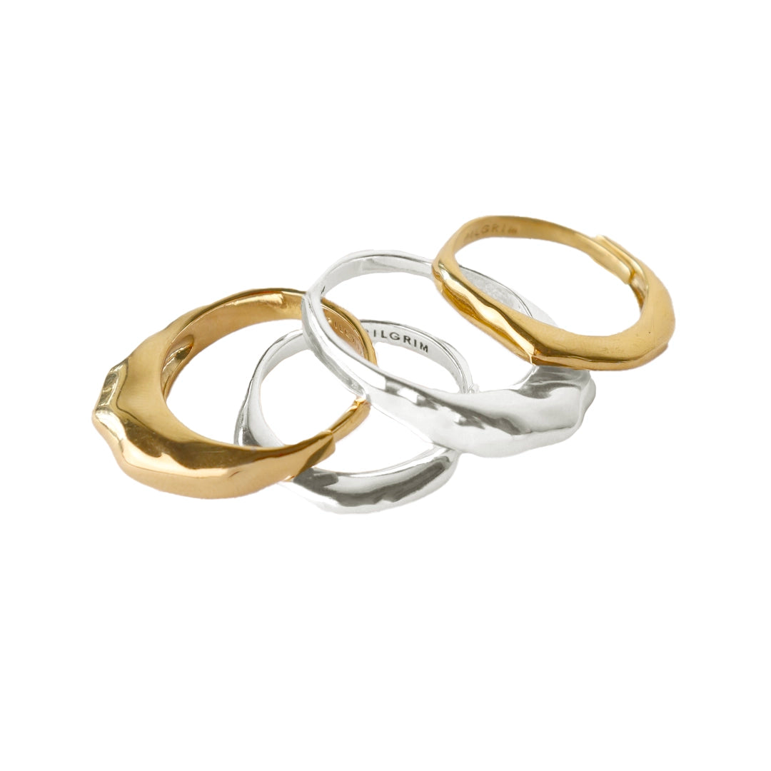 PILGRIM ASHER recycled rings 4-in-1 set